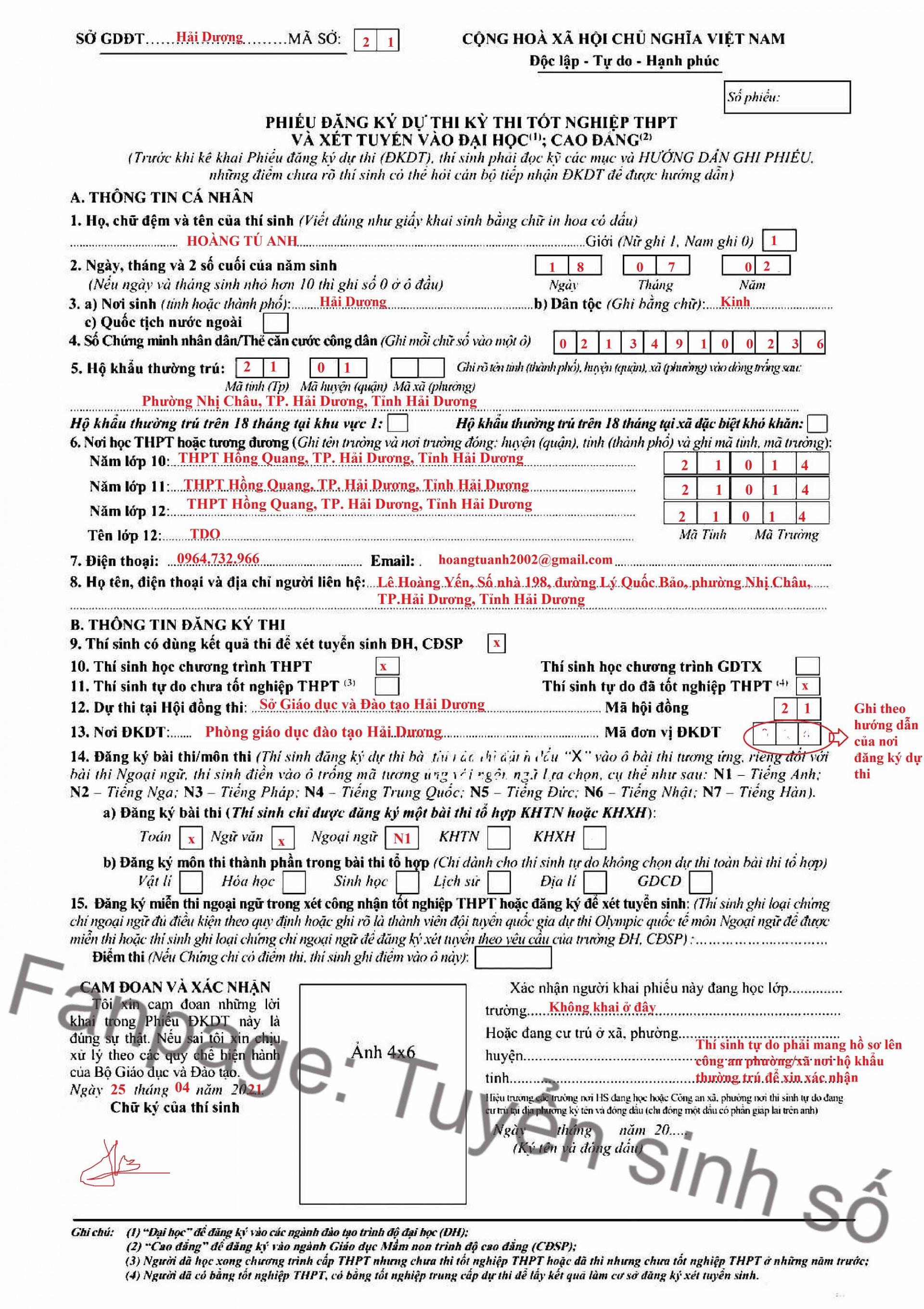 Hướng dẫn làm hồ sơ, đăng ký dự thi tốt nghiệp THPT 2021 cho thí sinh thi lại